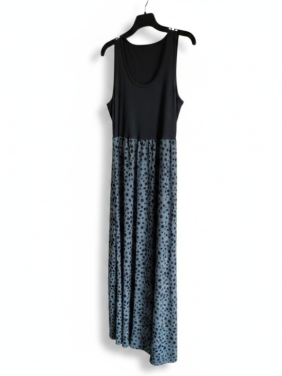 Salanta | Dresses | Solstice Black Tank Bodice Slateblue Polka Dot Maxi ...